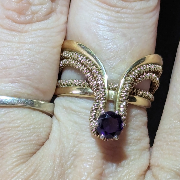 Jewelry | Elegant Gold Ring With Deep Purple Stone | Poshmark